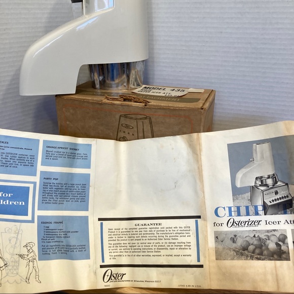 Oster | Dining | Osterizer Blender White Icer Attachment Model 435 ...